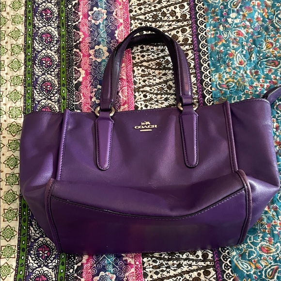 Coach | Bags | Coach Deep Purple Leather Tote | Poshmark